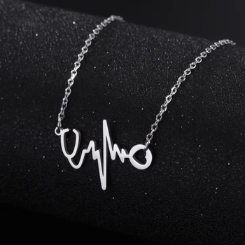 Stethoscope Ekg Rhythm Heartbeat Pendant Stainless Steel Necklace ...