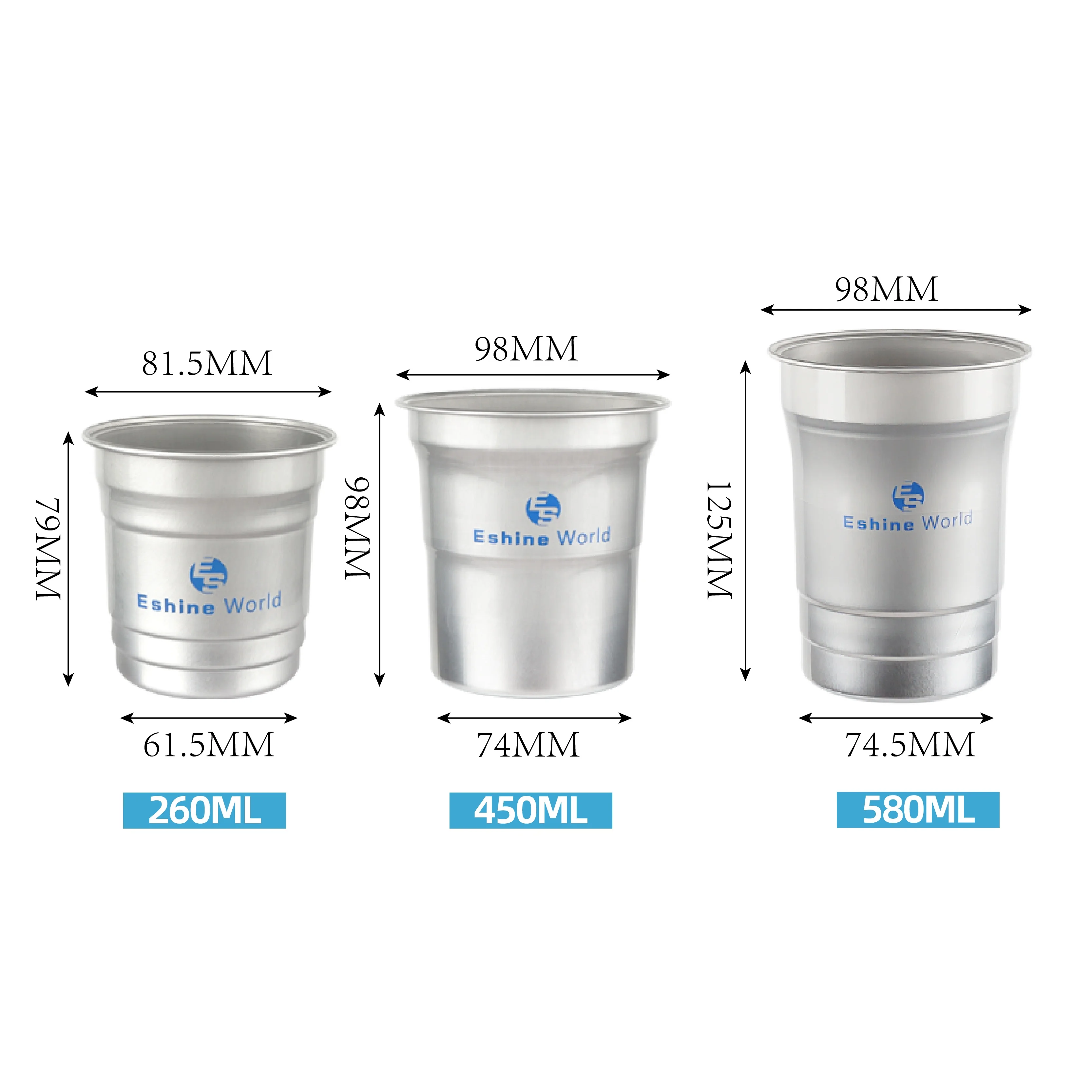 Reusable 260ml 450ml 580ml Aluminum Beer Cups Disposable And Recyclable ...