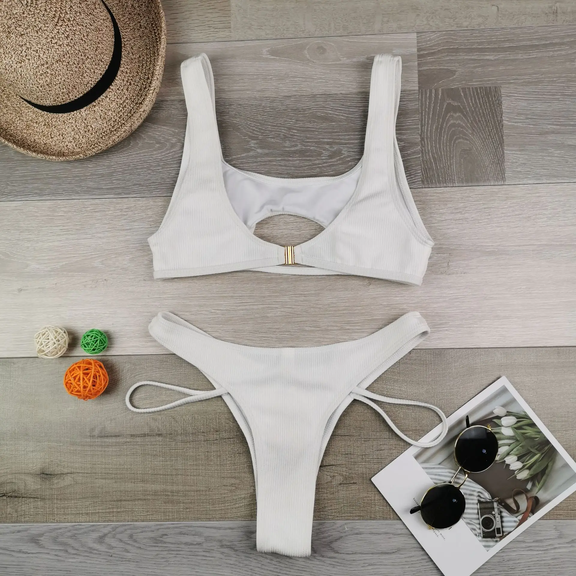Custom Eco Friendly Balconette Swimwear Ruched Top Women Sexy Bathing ...