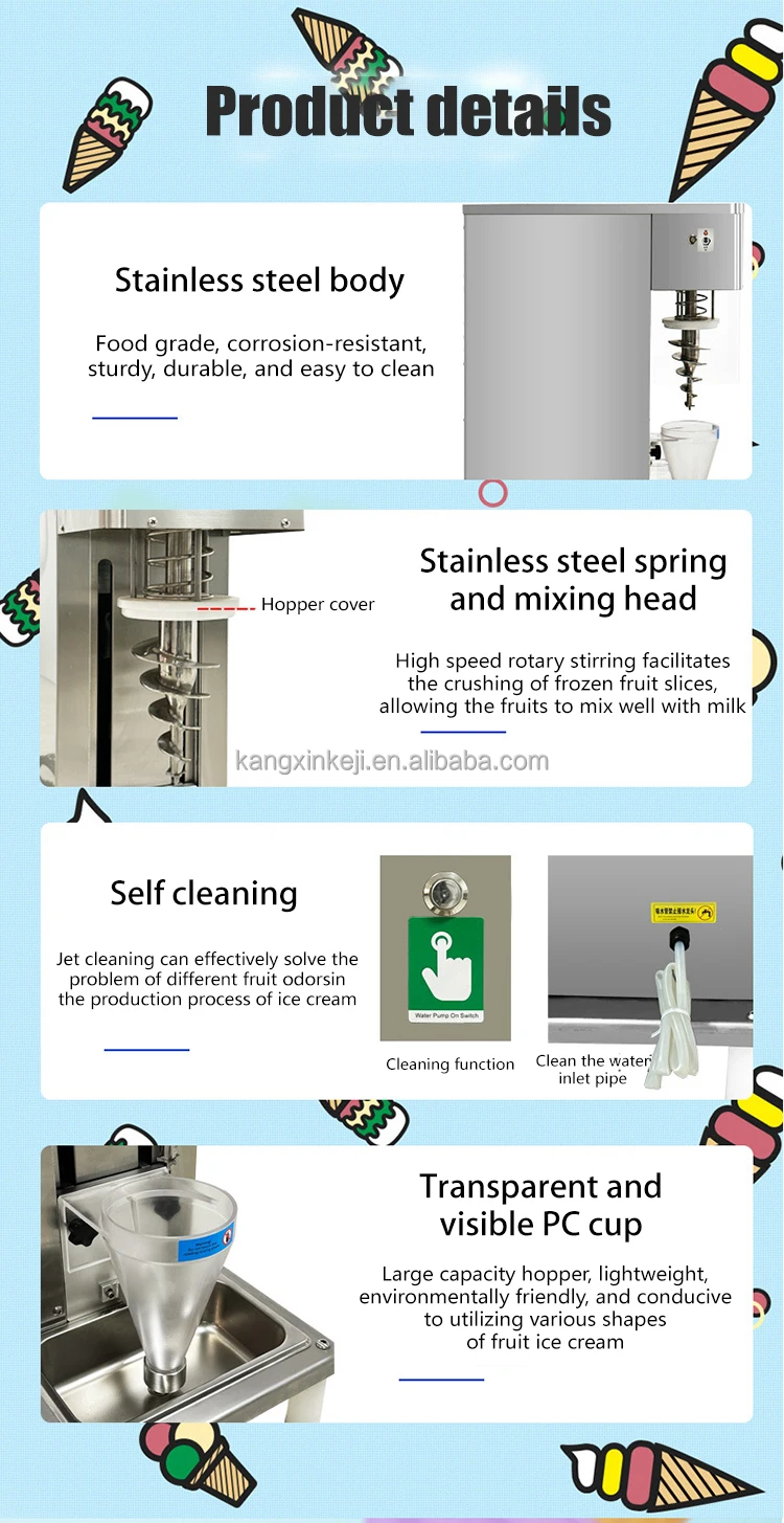 Gelato Fruit Machine Swirl Drill Frozen Yogurt Real Fruits Ice Cream ...