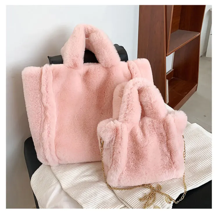 Fashion Leopard Shopping Bags Plush Large Capacity Tote Bag Women Faux ...