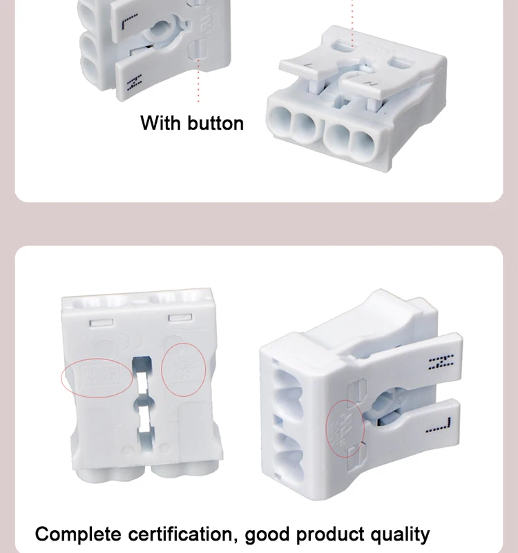 Fast self-locking single or double push button wire electrical ...