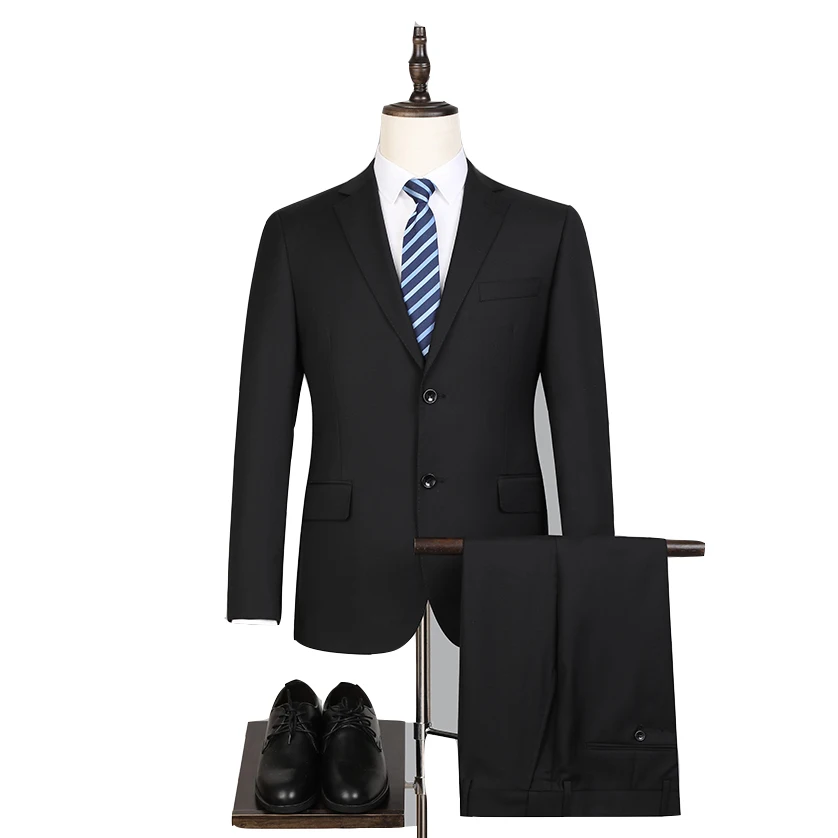 Good Quality Workmanship Black Wool Suit Men's Business Casual Suit Two ...