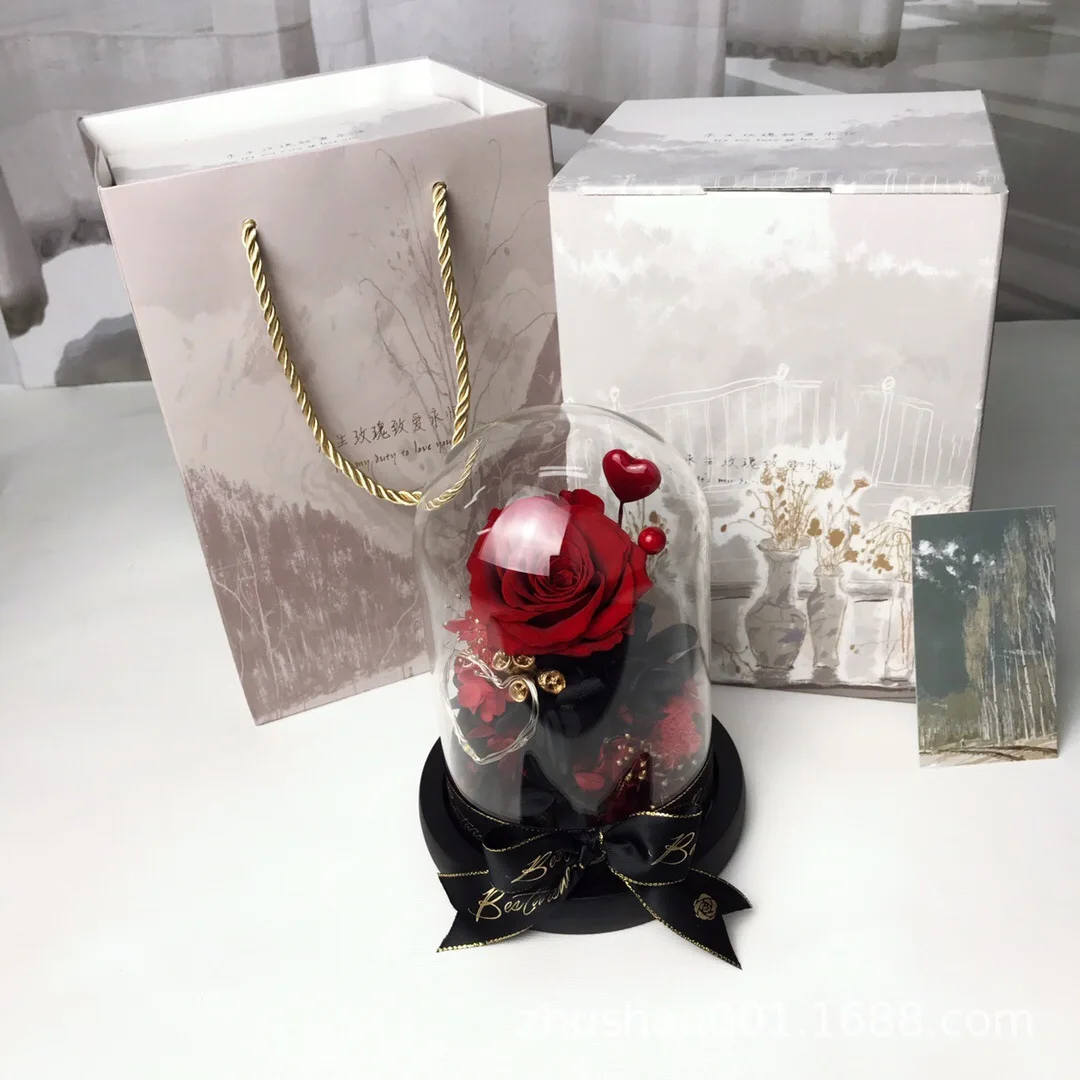 New Style Handmade Crafts Fresh Rose Preserved Flower In Glass Dome - Buy Everlasting Rose In ...