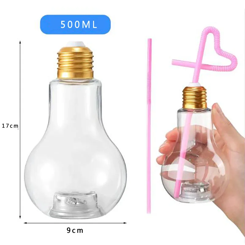 Plastic Transparent Light Bulb Water Bottle 500 Ml Led Light Up Party ...