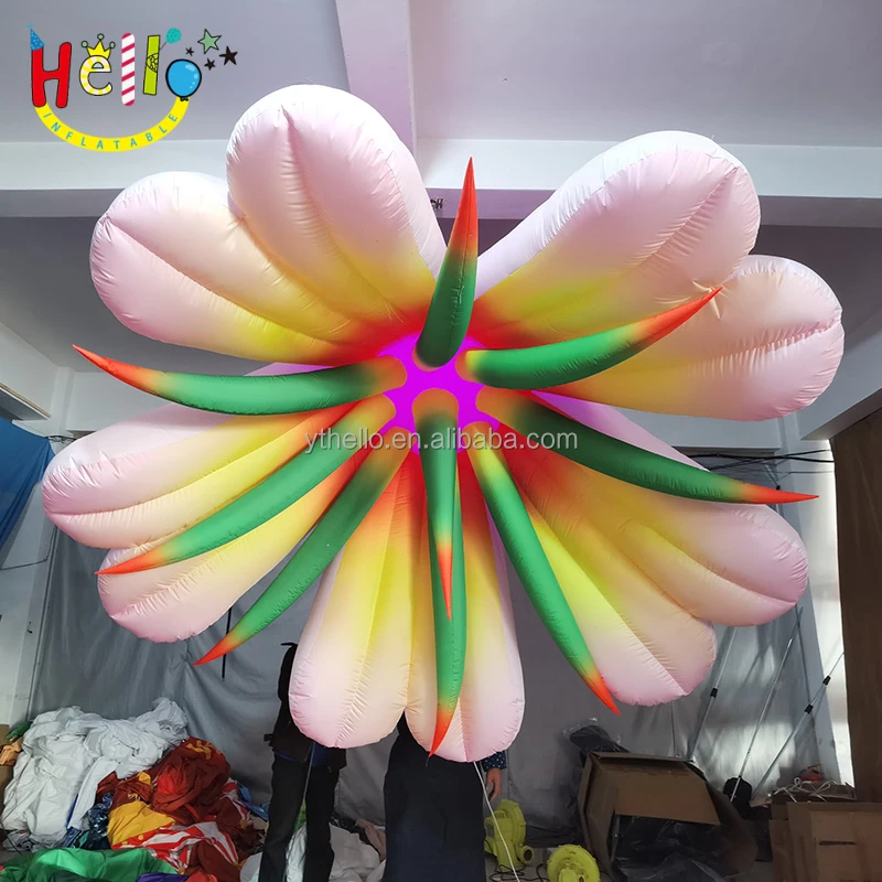Large Blooming Led Air Blow Up Flower Pink Hanging Inflatable Flower ...