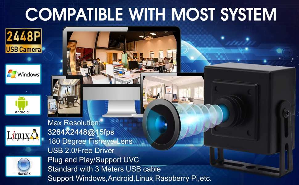 ELP 8MP Camera Module - High Resolution, No Distortion