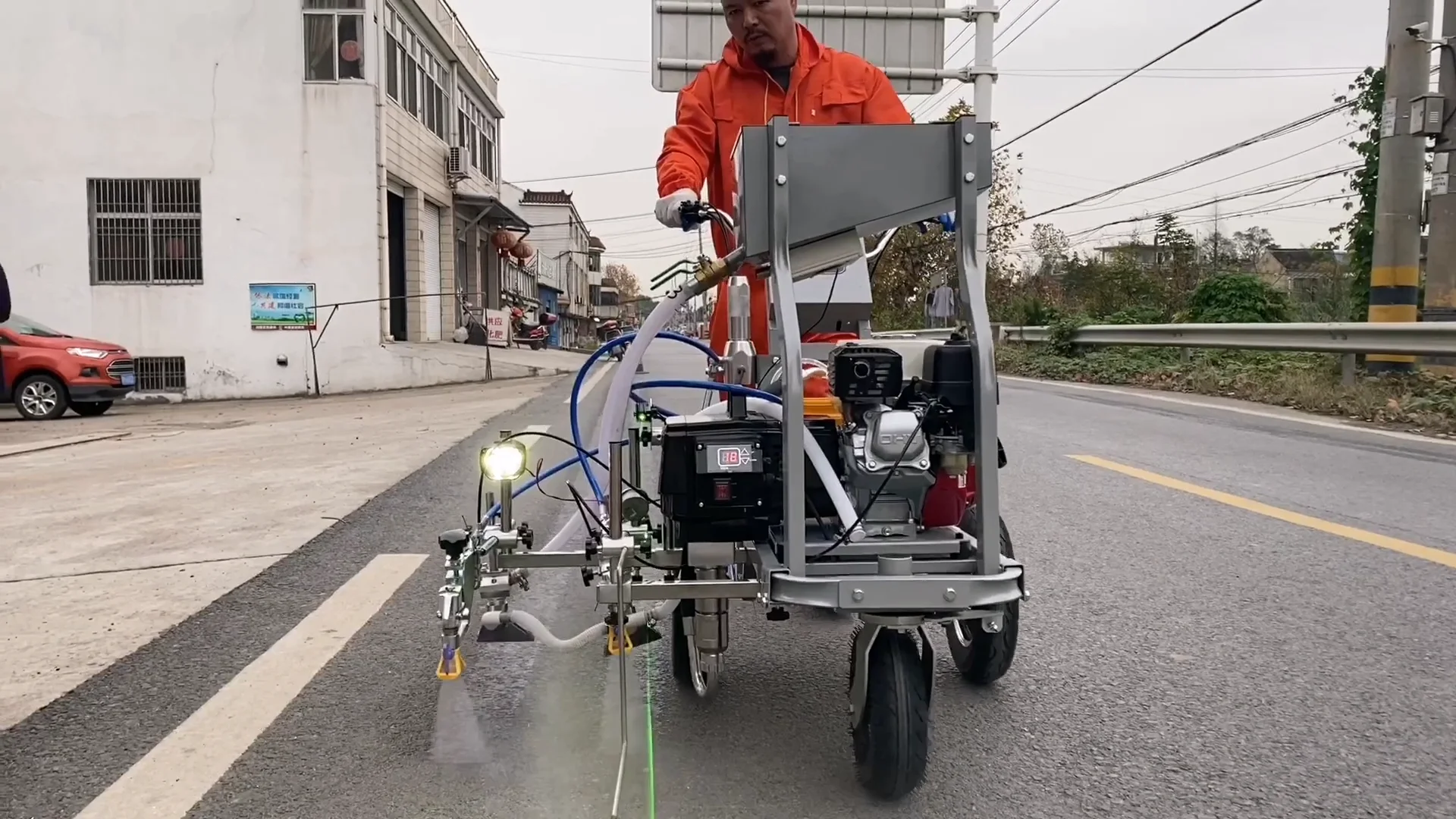 Hand Push Road Laser Screed Cold Jet Spray Line Drawing Spraying Road ...