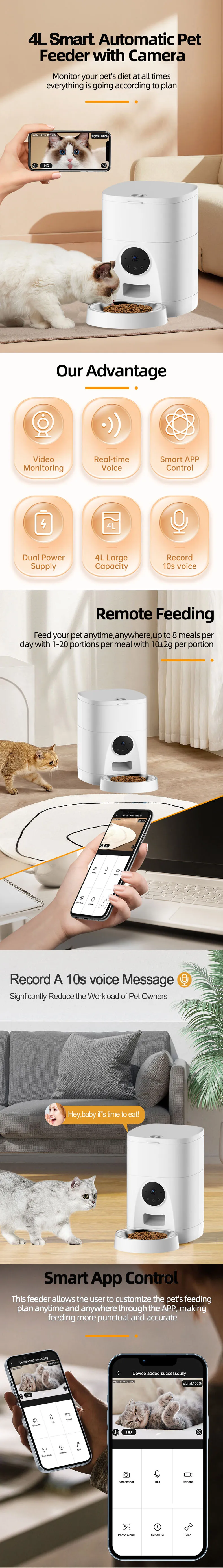 4l Automatic Cat Feeder With Camera Video H 265 Cat Food Dispenser Pet ...