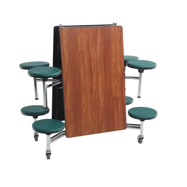 Mobile Round Folding Cafeteria Table with Benches