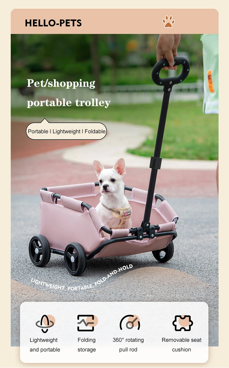 Large Pet Trolley Senior Pet Dog Stroller 4 Wheels Cat Stroller ...