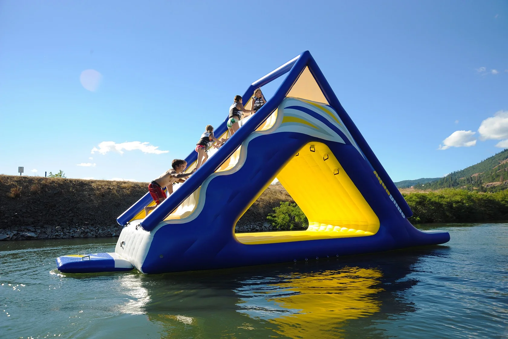 Commercial Giant Inflatable Climbing Wall Floating Water Slide ...