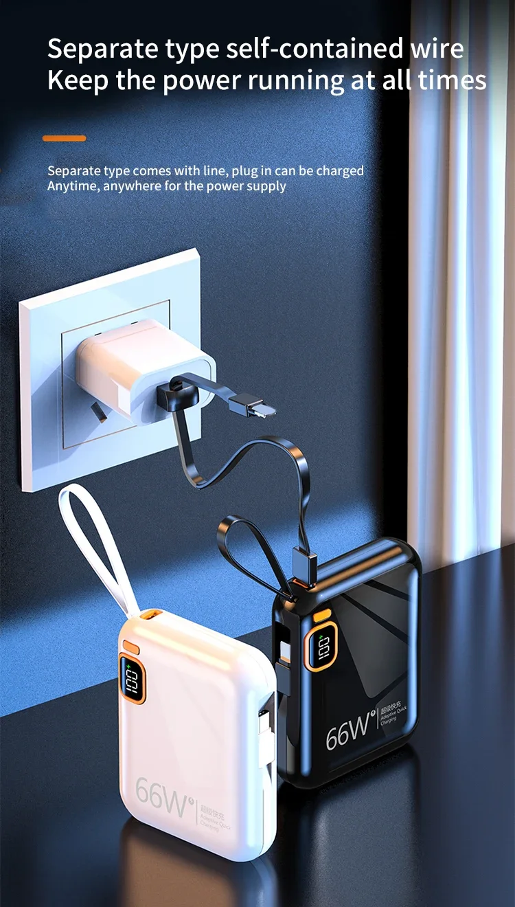 Built-in Cable Rechargeable Power Bank Universal 10000 Mah Powerbank ...