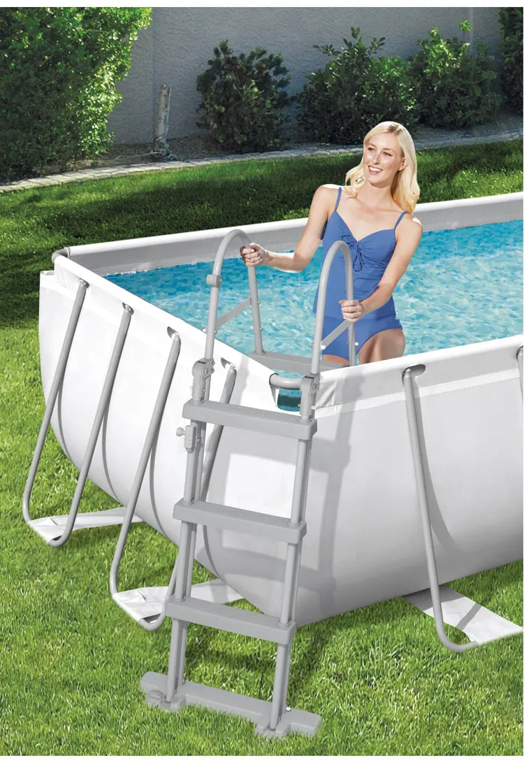 Bestway 56442 Alberca Outdoor Family Rectangular Steel Frame Pool Set ...