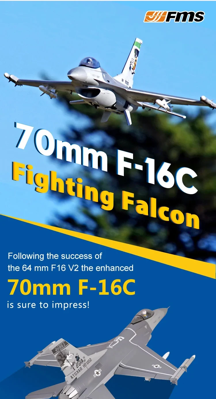 FMS 70mm EDF F-16C Fighting Falcon PNP High Speed RC Fighter Jet