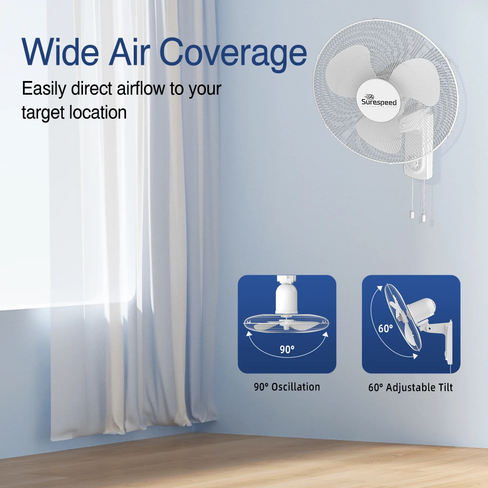 90° Oscillation Provides Quiet Cooling Industrial Wall Fan Oscillating ...