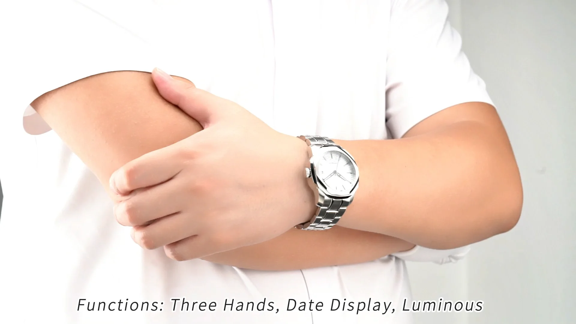 Silver Grey Dial Steel Watch Date Display Luminous Functions Automatic ...