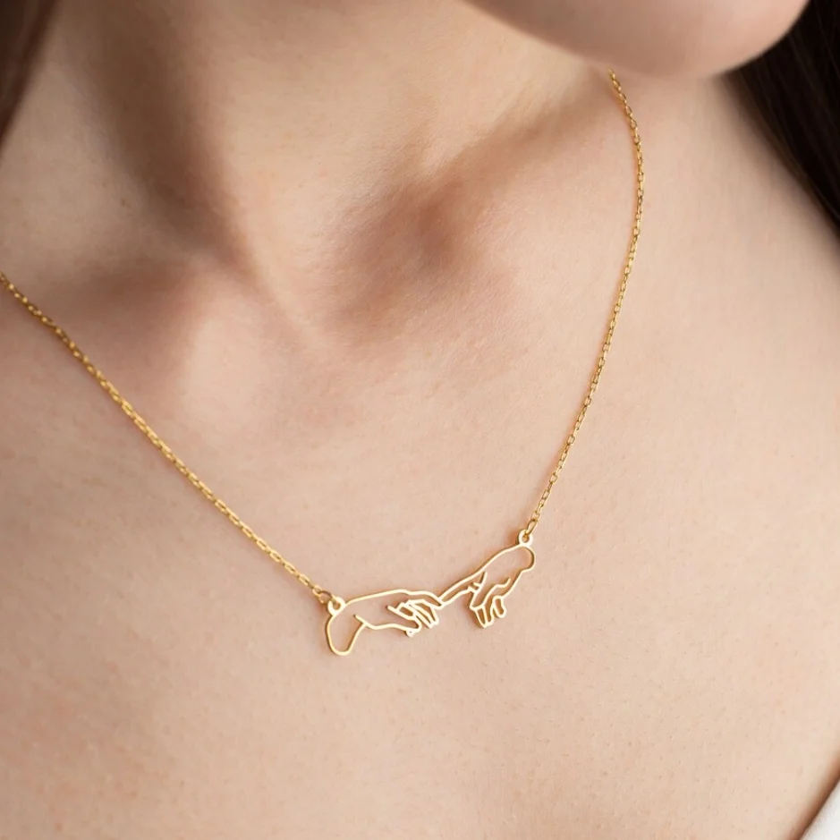 Wholesale Dainty the Creation of Adam Necklace - 18k Gold Plated ...
