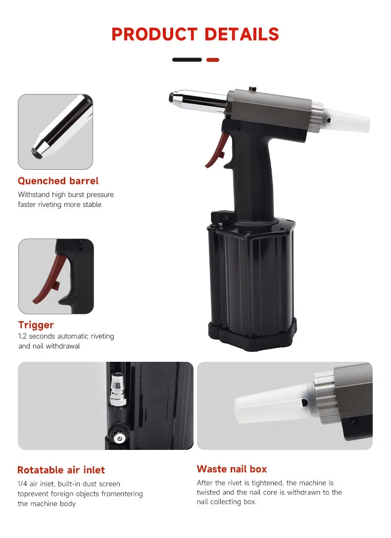 Pneumatic hummer Rivet Gun Machine air Pop Riveter Squeezer Tool ...