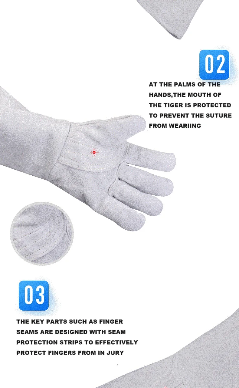 Long Cuff Cowhide Leather With Double Sided Velvet Material Liner Heat ...