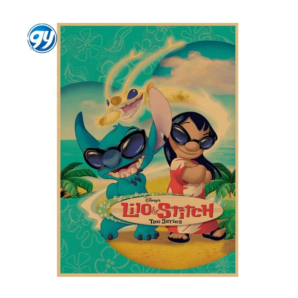 Lilo & Stitch Comic Anime Poster Children's Room Dormitory Retro Kraft ...