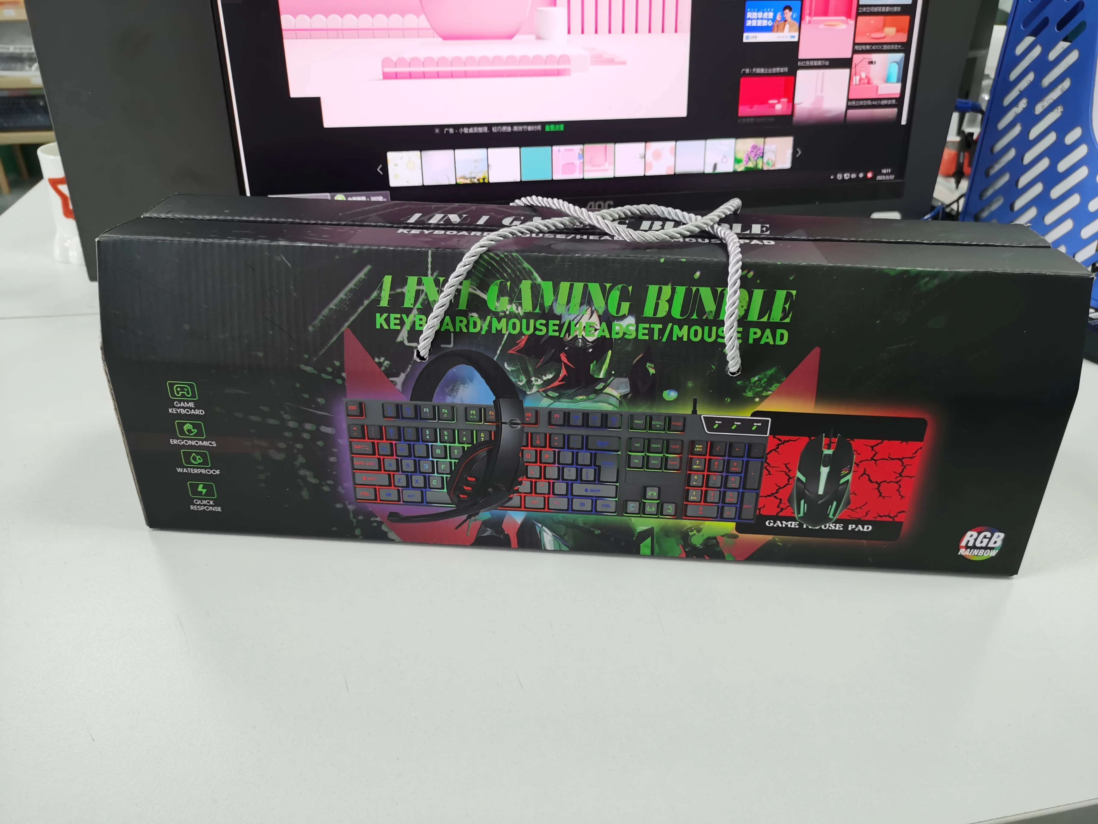 Gamers Combo Set Rainbow Backlit Wired Gaming Four-piece 4 in 1 ...