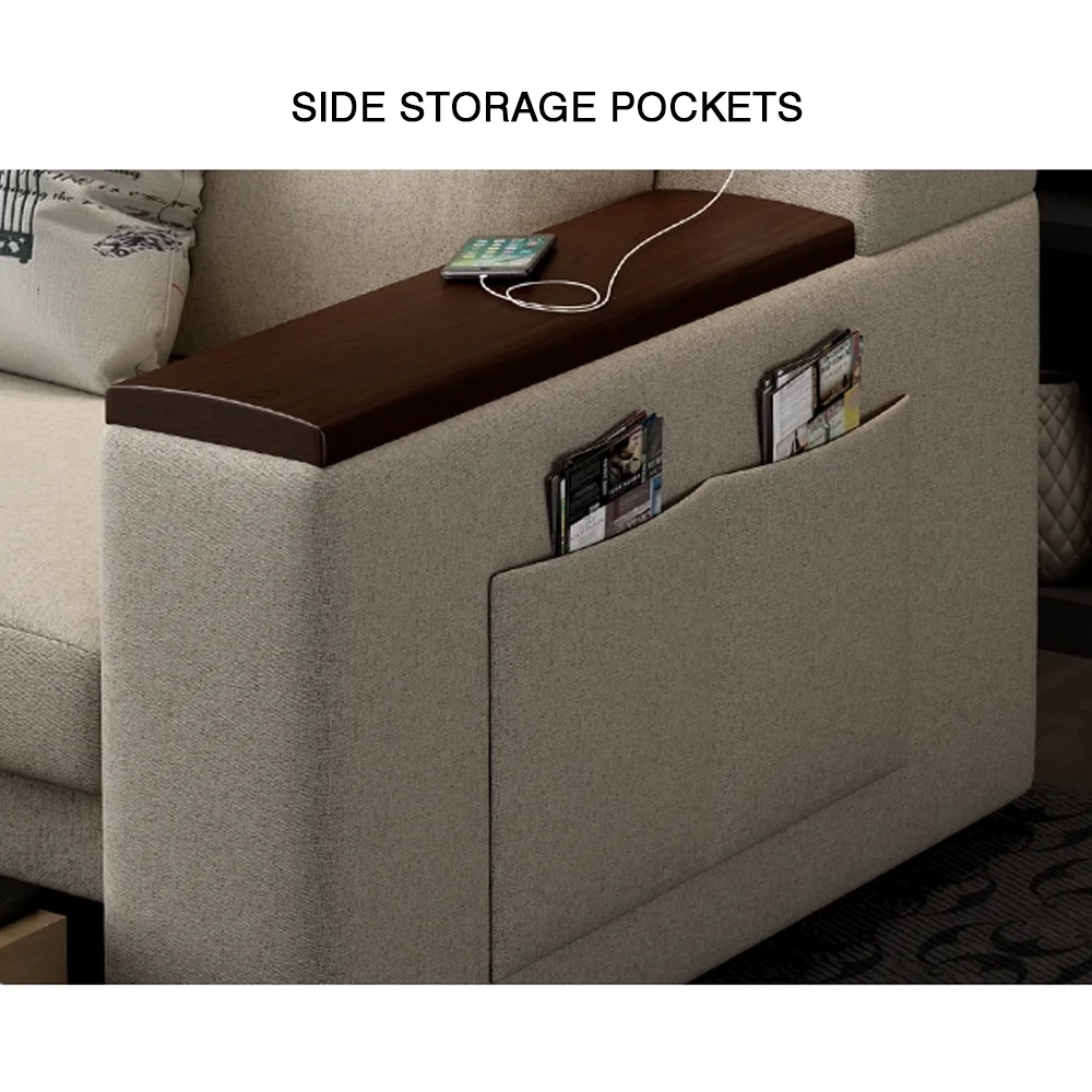 Versatile Modern Fabric Folding Sleeper Couch with Storage