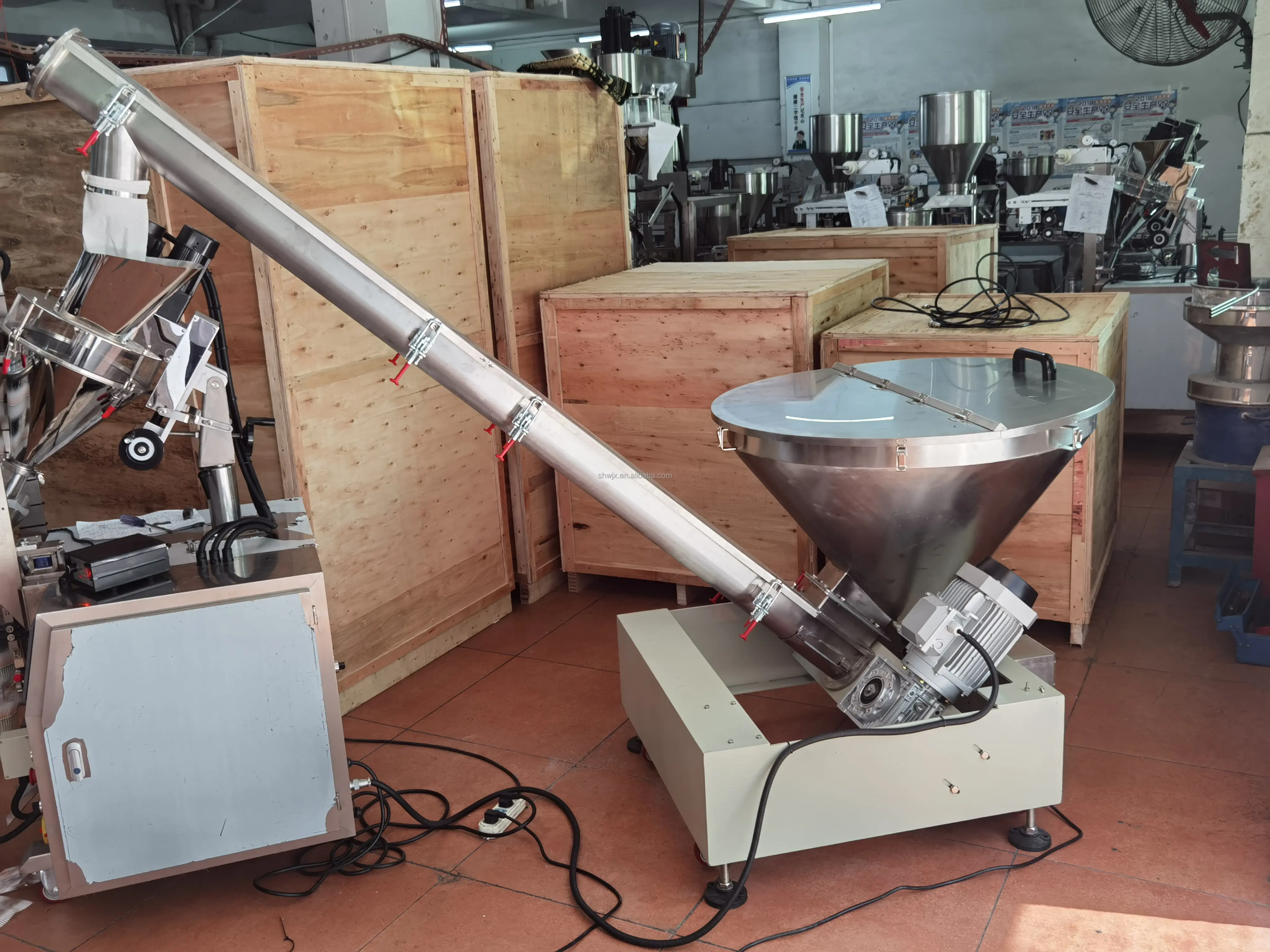 Stainless Steel Automatic Feed Screw Conveyor Cement Powder Hopper ...