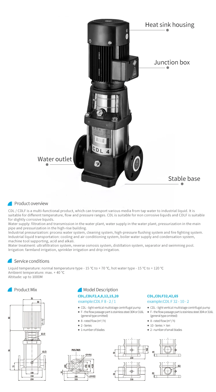 Multistage Boaster Pump 220v/380v Stainless Steel High Pressure Water ...