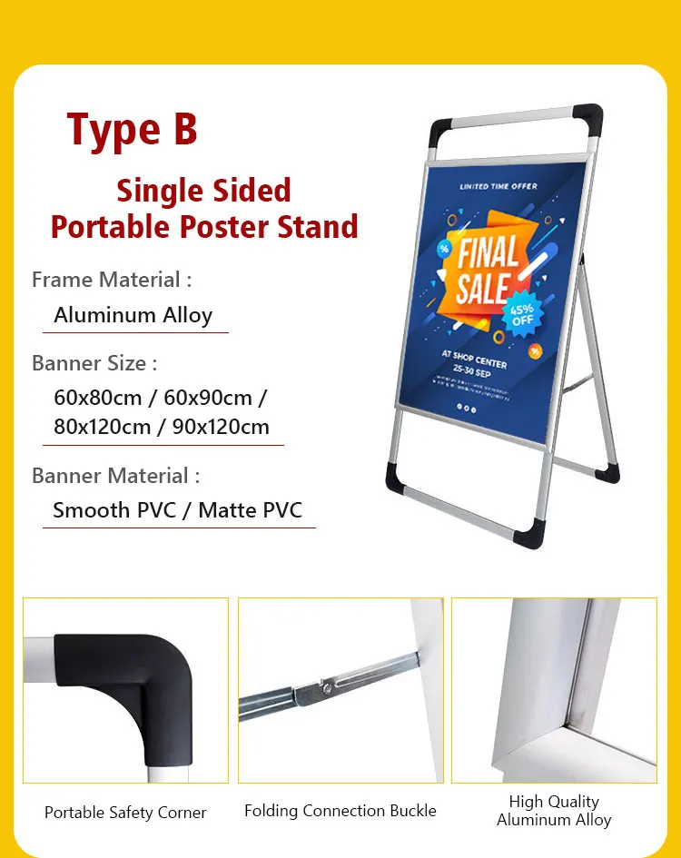 Popular Promotional Reusable a Frame Display Stand Shop Displays Metal ...