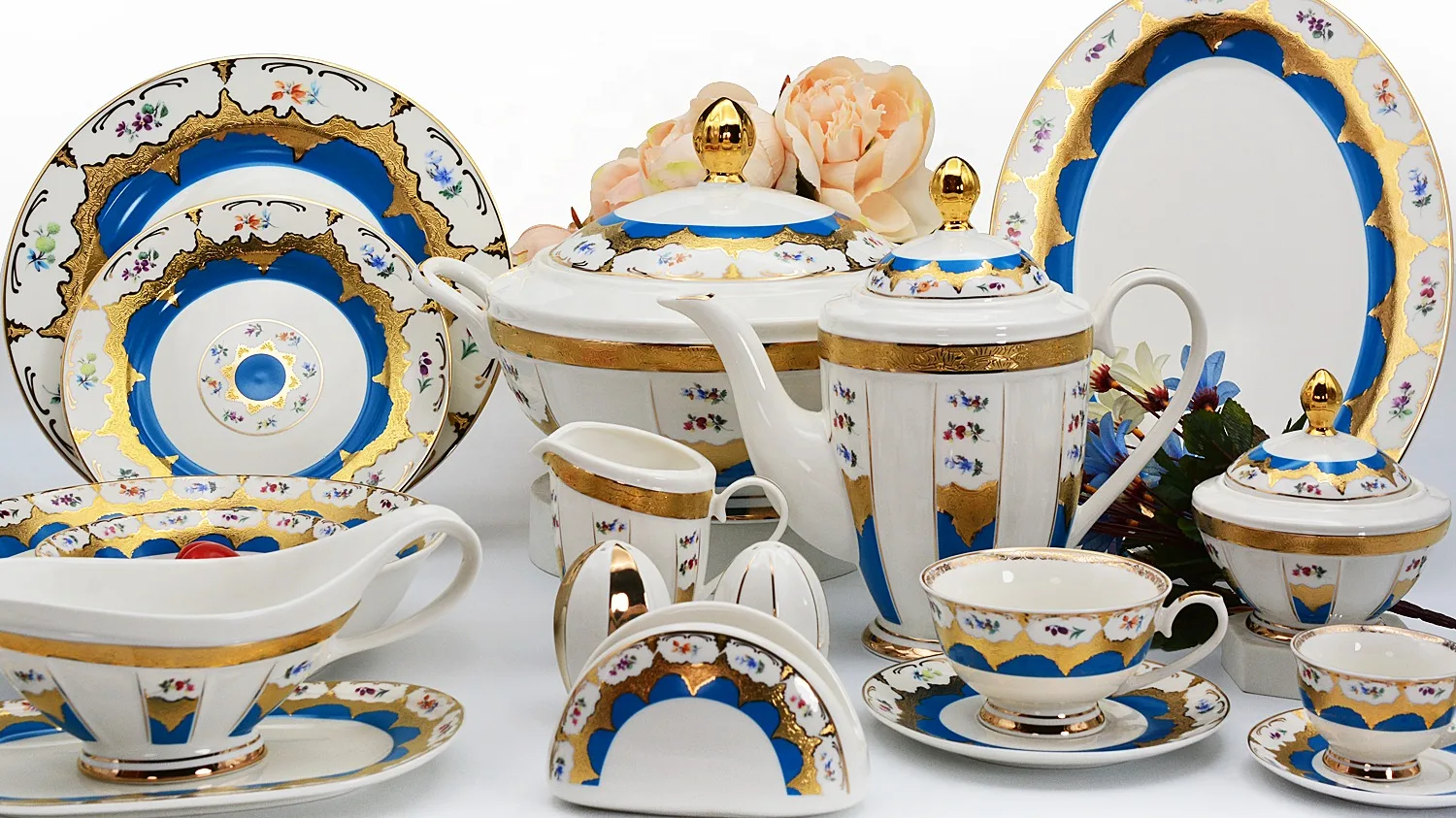 Handpainted Germany Gold 24 Pcs Dinner Set For 6 Ceramic Plates And ...