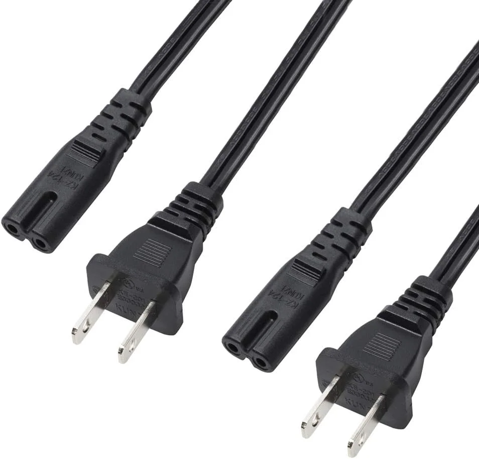 6ft Us Power Supply Cord Nema 1-15p Iec 60320 C7 Polarized Figure-8 ...