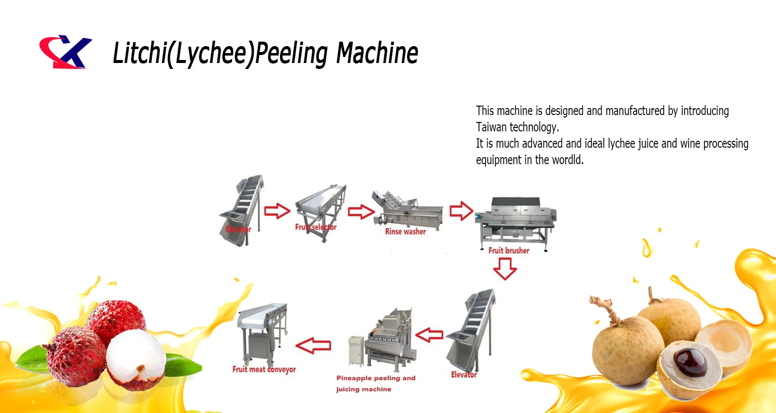 Fresh Lychee Peeling and Coring Machine - 3-5t/h Capacity