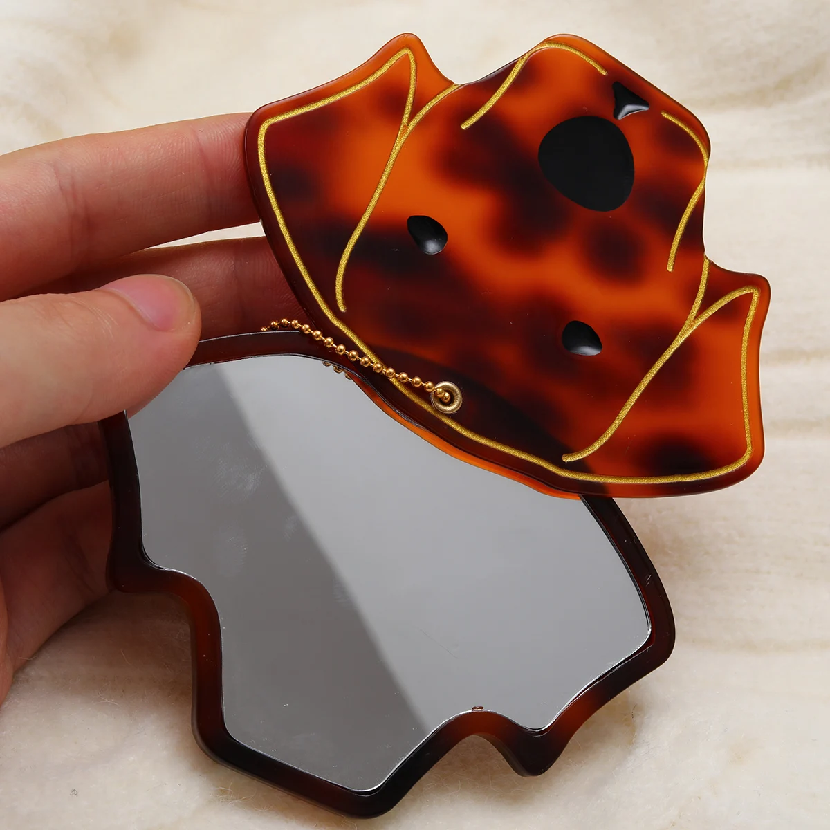 Acrylic Tortoise Color Dachshund Compact Mirror Keychain Mini Hand ...