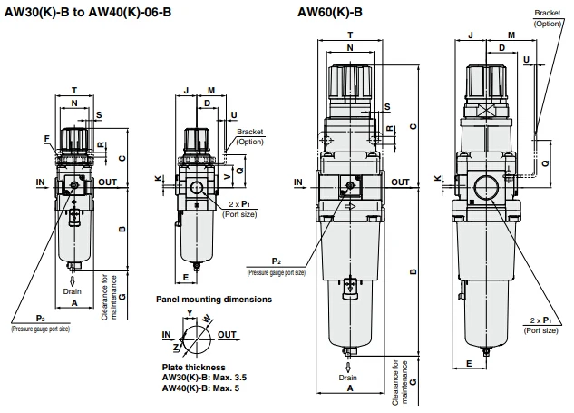 Filter Regulator AW-B AW40-2-B AW40-03/04/03B/04H/03G/04G/03E/04E/03D ...