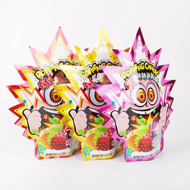 Die Cut Irregular Ziplock Plastic Childproof Popping Candy Packs 3.5g ...