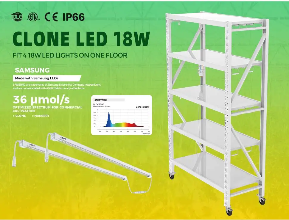 Durable 5 Layers Clone Shelf Hydroponic Grow Shelf Mobile Grow Vertical ...
