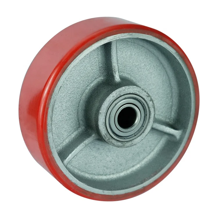 Heavy Duty Polyurethane Casters 5 Inch Red Pu Caster Wheels Industrial ...