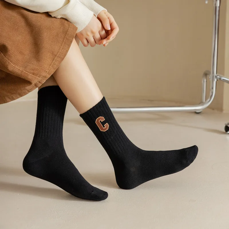 High Quality Cotton Women’s Socks with Custom Embroidery