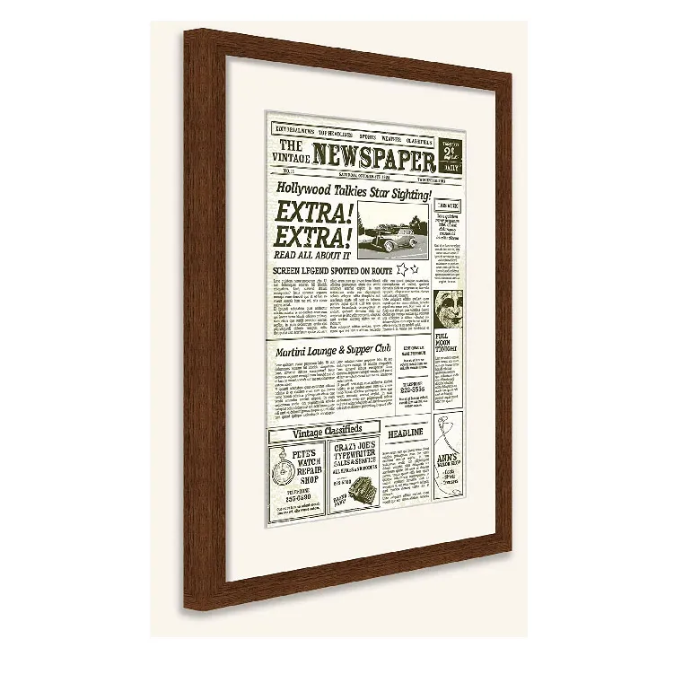 Modern Matted Wood Newspaper Picture Frame For Home Or Office - Buy ...