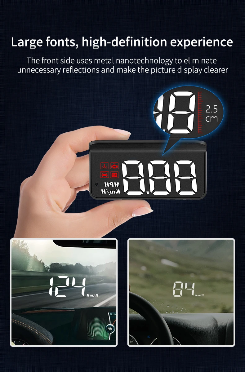 M3 Universal Car Head-Up Display with OBD Connection & LED Screen