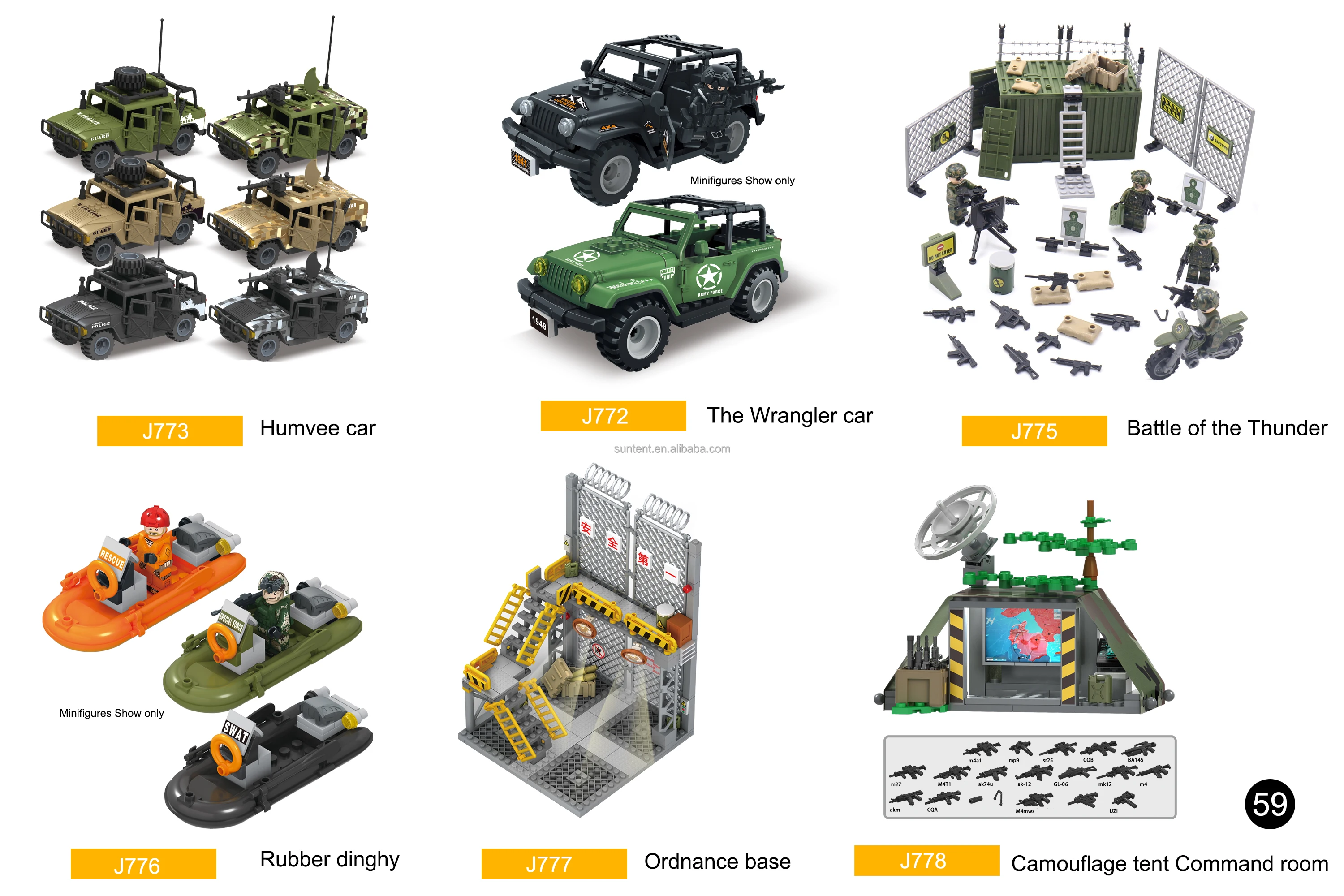 Diy Weapon Warehouse Military Base Building Blocks Set Army Base Armory ...