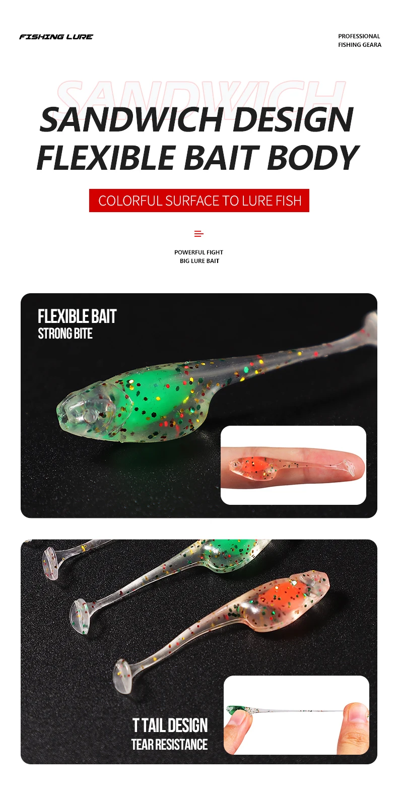 Palmer 5cm 1.3g Plastic Tadpole TPE Fishing Lure Soft Shad