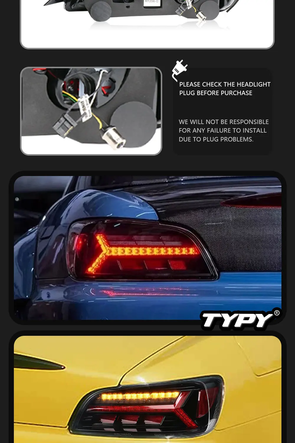 TYPY Dynamic Turn Signal LED Tail Lights Assembly Daytime Running Lamps ...