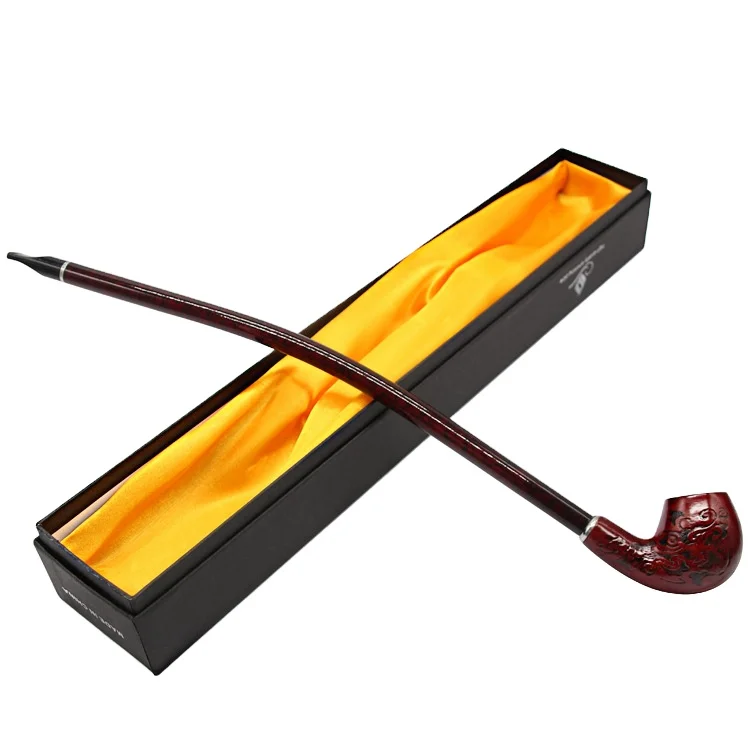 Classic Long Stem Tobacco Pipe Sculpture Wooden Smoking Pipe for Men ...