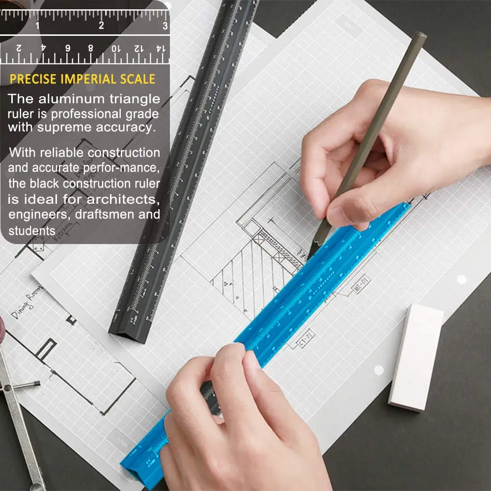 Sinoart Aluminum Triangular Ruler For Blueprint Triangle Drafting ...