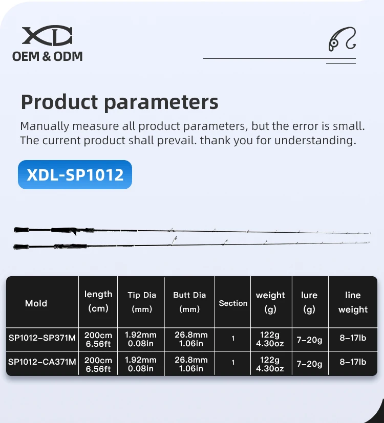 XDL Top Seller Great Sensitivity 6.5ft One Piece Unbreakable Building ...