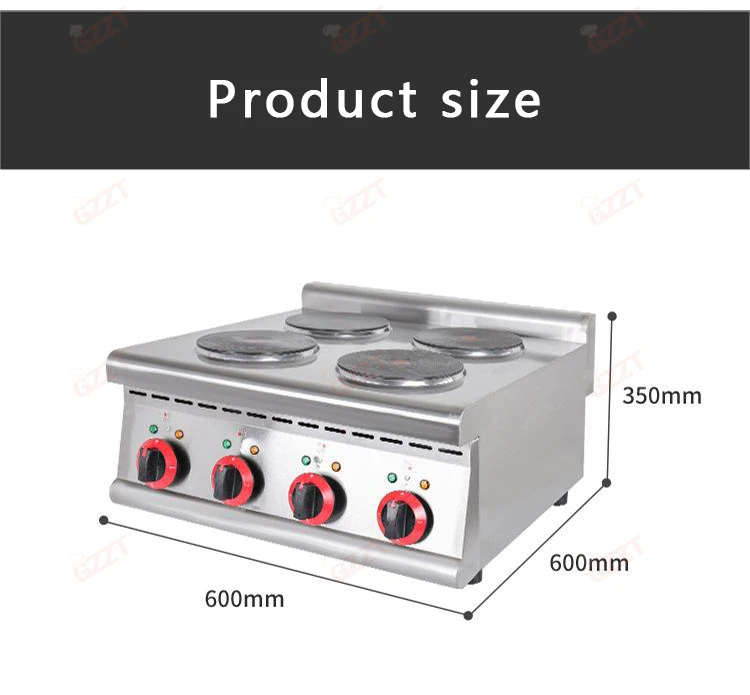 Stainless Steel Round Heating Plate Counter Top 4-Burner Electric ...