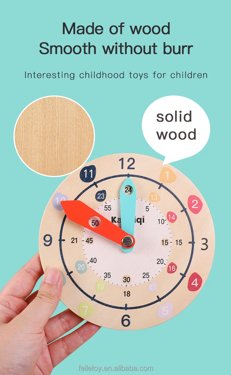 Wooden Teaching Clock Model For Primary School Students Teaching Aids ...