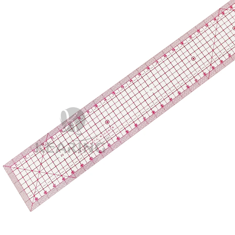 Kearing Transparent Red 50cm Plastic Grading Ruler For Pattern Making Odm